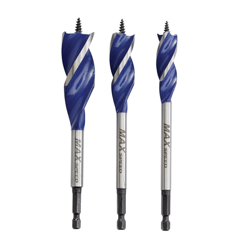 Irwin - Drill Bit Set: Spade Drill Bits, 3 Pc, 0.625" to 1" Drill Bit ...