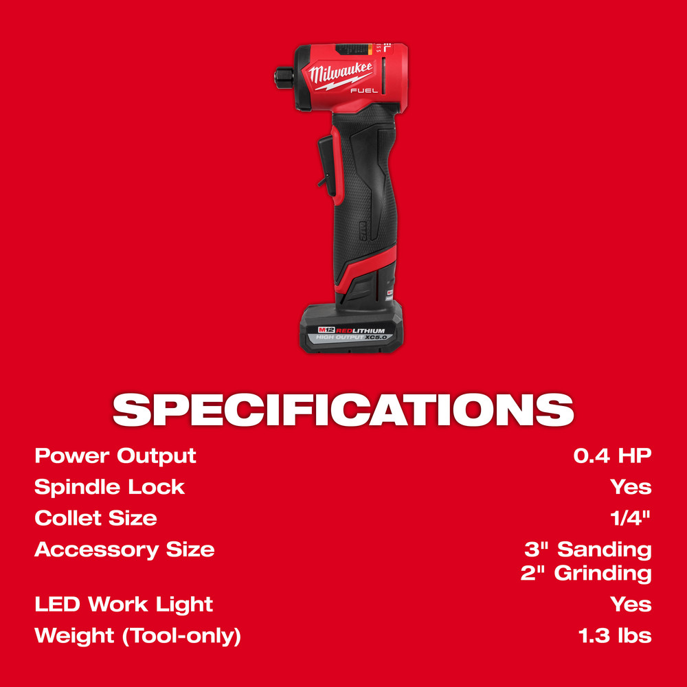 Milwaukee Tool - M12 FUEL™ 1/4" Right Angle Die Grinder Kit | MSC Direct