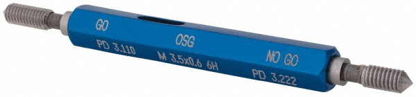 OSG - Plug Thread Gage: M3.5x0.6 Thread, 6H Class, Double End, Go & No Go | MSC Direct