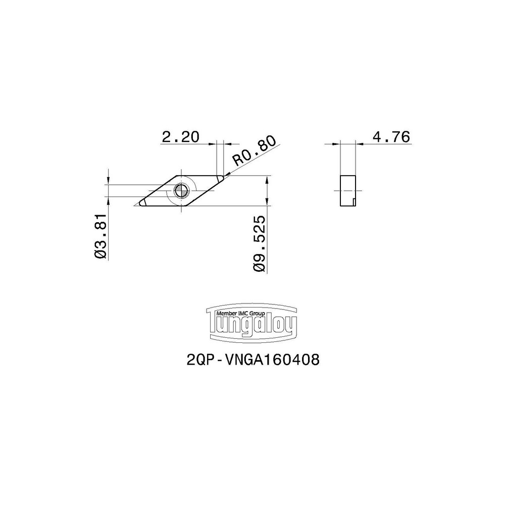 Tungaloy - Turning Insert: 2QP-VNGA 332 BX480, PCBN | MSC Direct