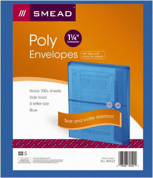 SMEAD - 9.75X11.625X1.25BLU5PK POLY STRING&BTN ENVELOPE | MSC Direct