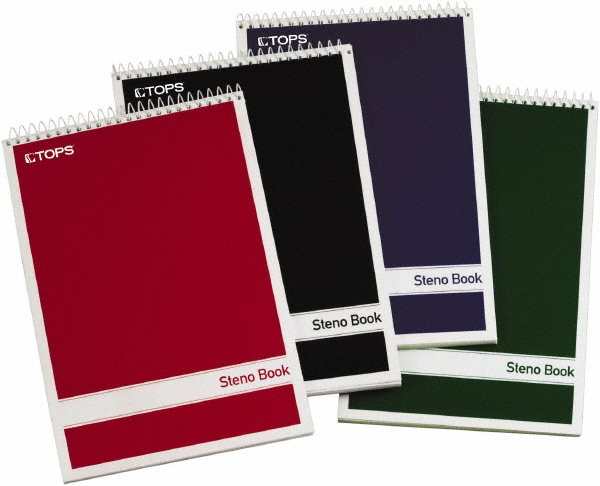 TOPS - Steno Book: 80 Sheets, 6 x 9" Sheet, Gregg Ruled, White Paper ...
