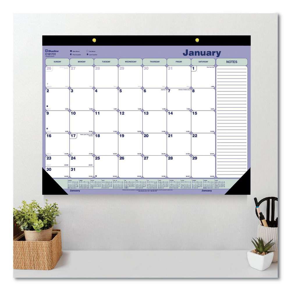 Blueline - Desk Pad: 12 Sheets, Blue, Green & White Paper | MSC ...