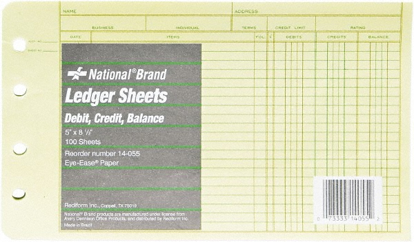 National Brand - Ledger Refill Sheet: 100 Sheets, 5 x 8-1/2" Sheet ...