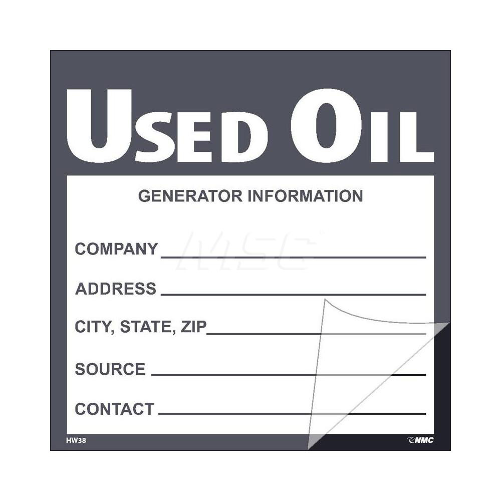 AccuformNMC - Hazardous Material Label: "Used Oil Generator Information ...