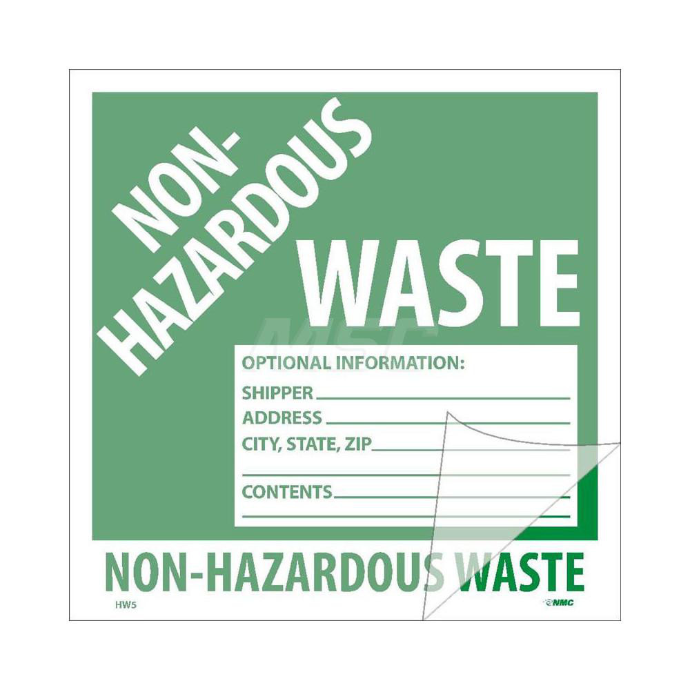 AccuformNMC - Label: "Non-Hazardous Waste Optional Information: Shipper ...