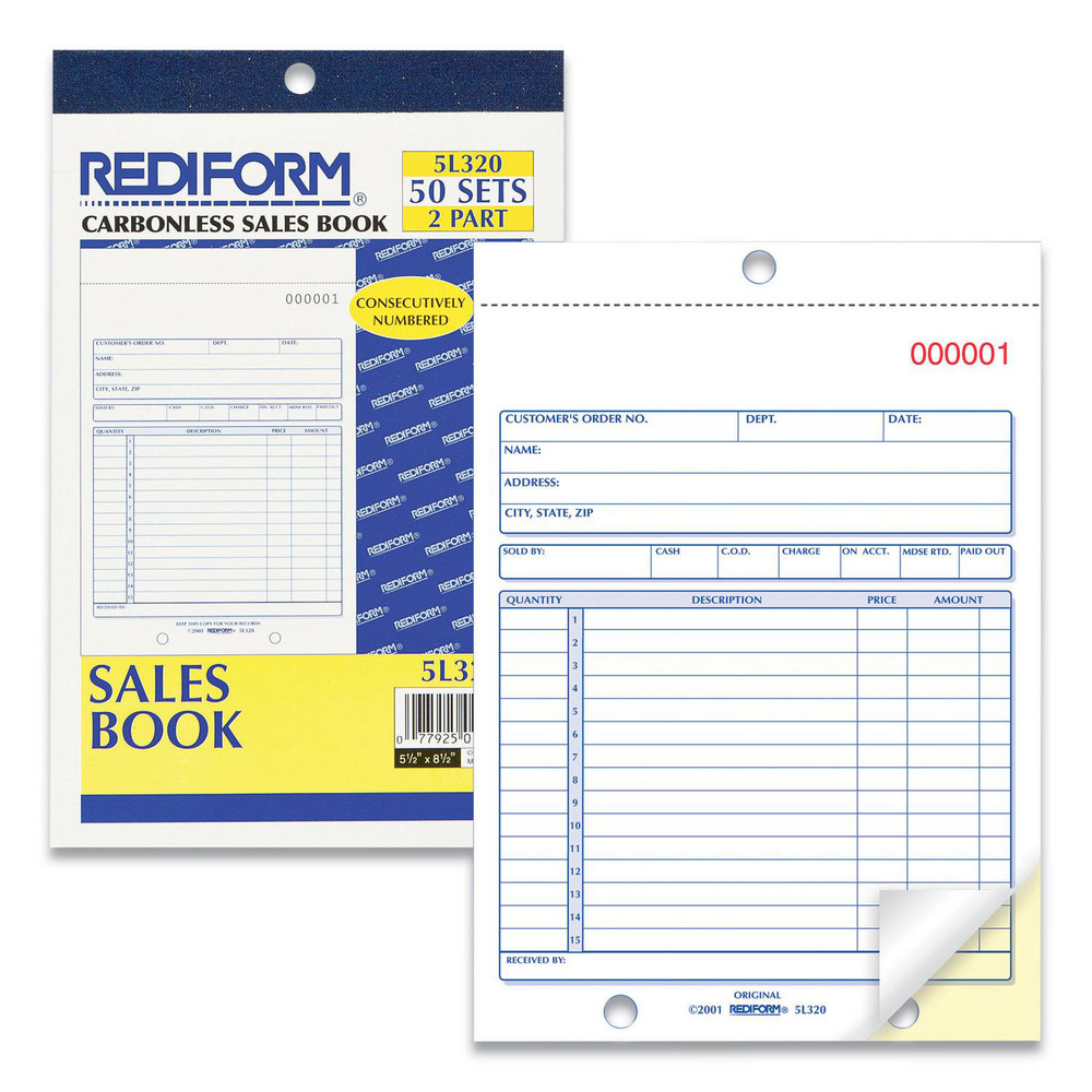 REDIFORM - Form: 50 Sheets, 5-1/2 x 7-7/8" Sheet, Yellow Paper | MSC Direct