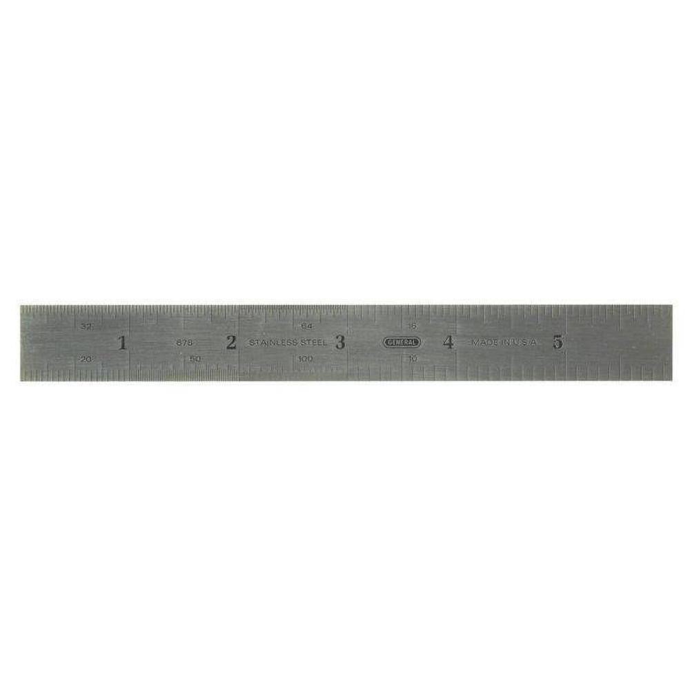 General - Steel Rule: 6" OAL, 4R English & Metric Graduation, Rigid, 3/ ...