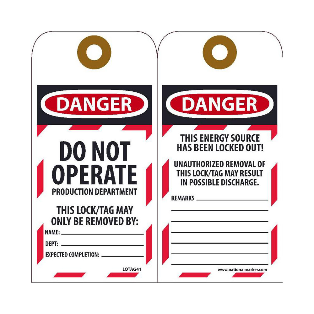 AccuformNMC - Lockout Tag: Rectangle, 3" High, 6" Wide, Unrippable ...