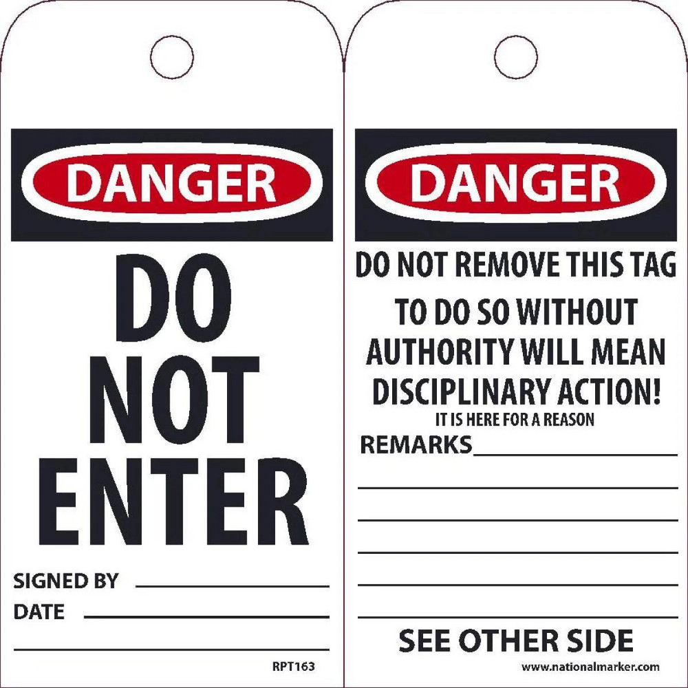 AccuformNMC - Lockout Tag: 3" High, 6" Wide, Unrippable Vinyl, "DANGER ...