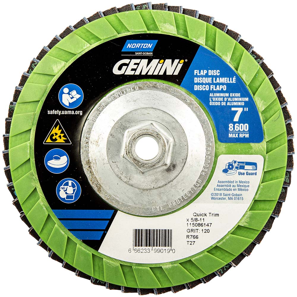 Norton - Flap Disc: 7" Dia, 120 Grit, Zirconia Alumina, Type 27 | MSC ...