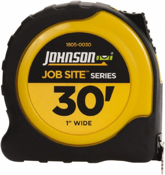 Johnson Level & Tool - Tape Measure: 30' Long, 1" Width, Yellow Blade ...