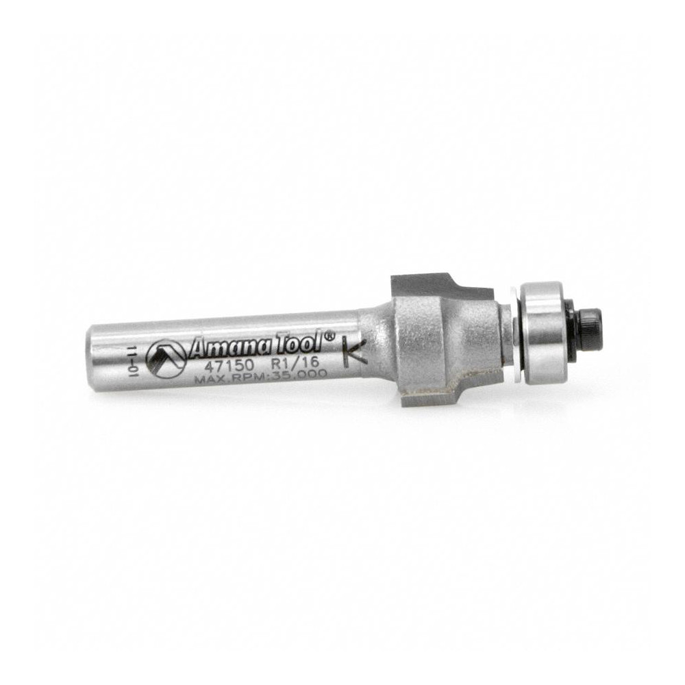 Amana Tool - 1/2" Diam, 3/8" LOC, 2 Flute Carbide-Tipped Edge Profile ...