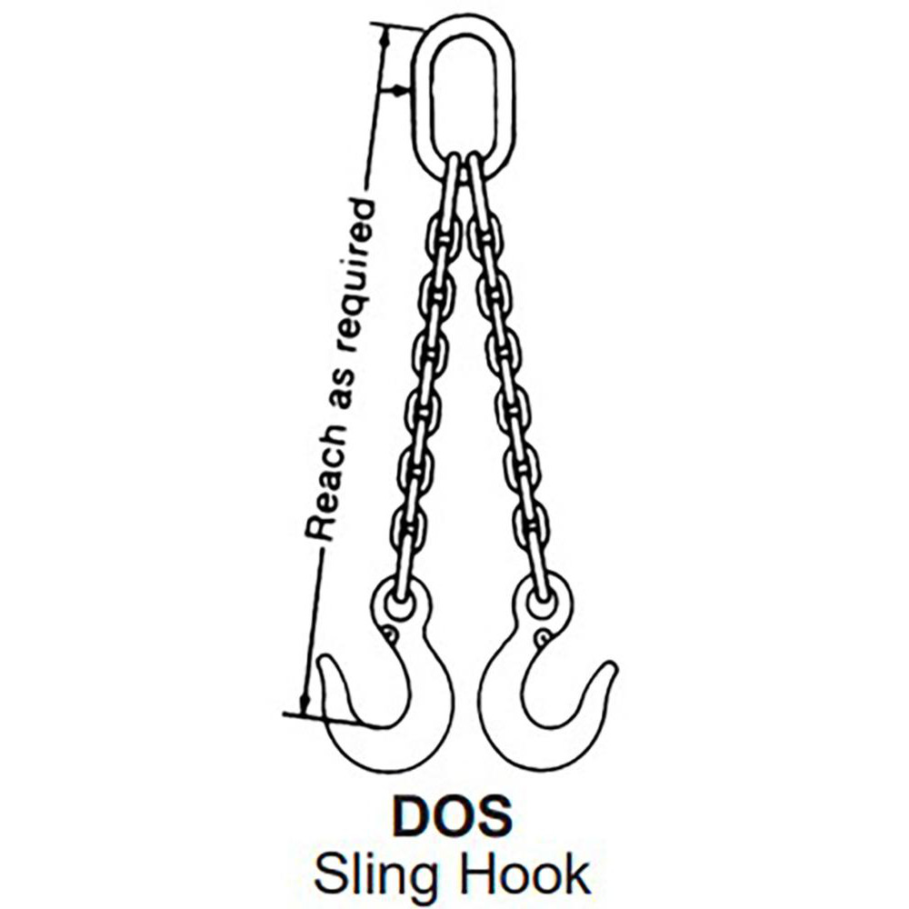 Lift-All - Chain Sling: Double-Leg, Oblong & Sling Hook, 5' Long, 2700 ...