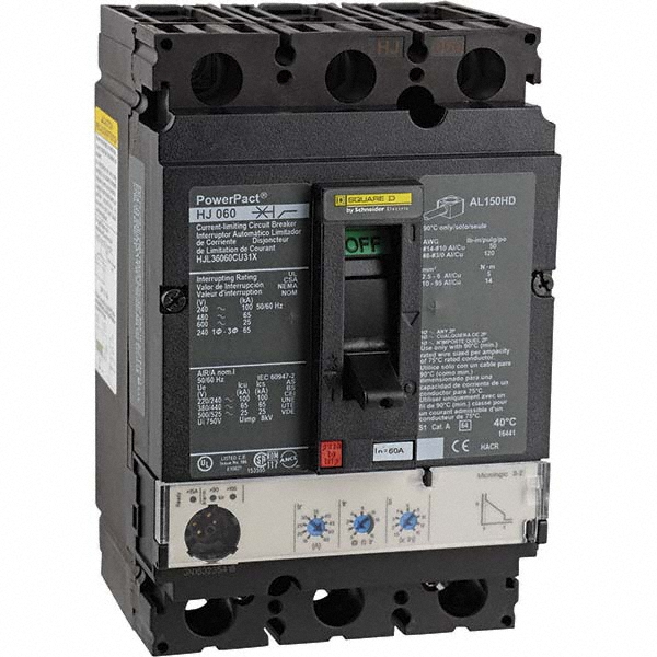 Square D - 60 Amp, 600 VAC, 3 Pole, Panel Mount Molded Case Circuit ...