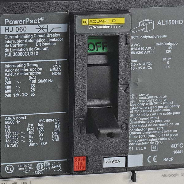 Square D - 60 Amp, 600 VAC, 3 Pole, Panel Mount Molded Case Circuit ...