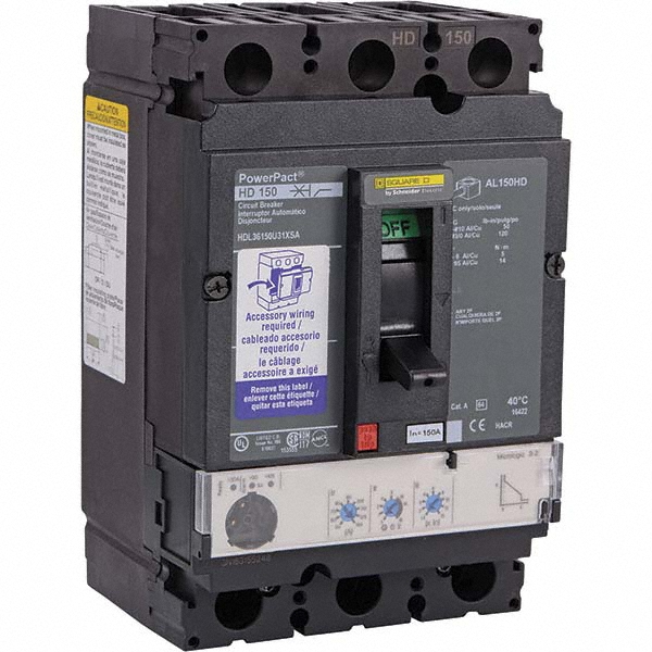 Square D - 150 Amp, 250 VDC, 600 VAC, 3 Pole, Unit Mount Molded Case ...