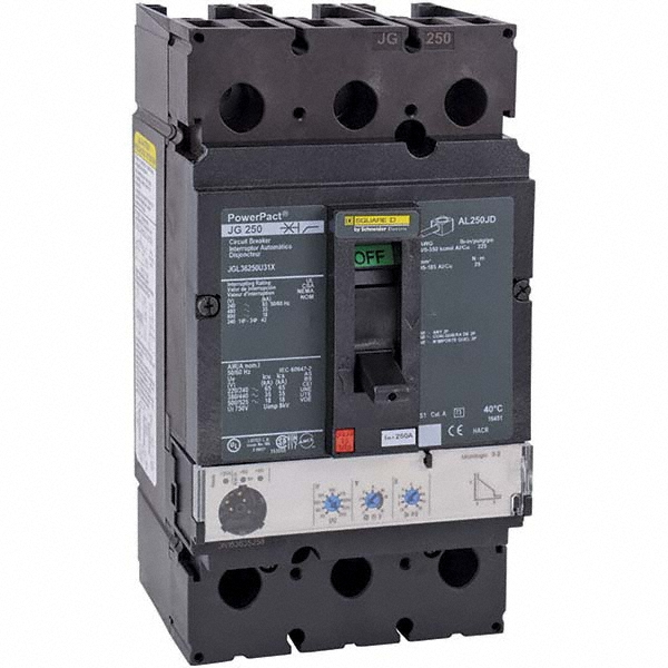 Square D - 250 Amp, 250 VDC, 480 VAC, 3 Pole, Unit Mount Molded Case ...
