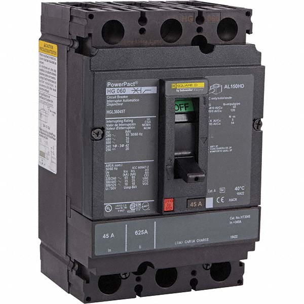 Square D - 45 Amp, 250 VDC, 600 VAC, 3 Pole, Panel Mount Molded Case ...