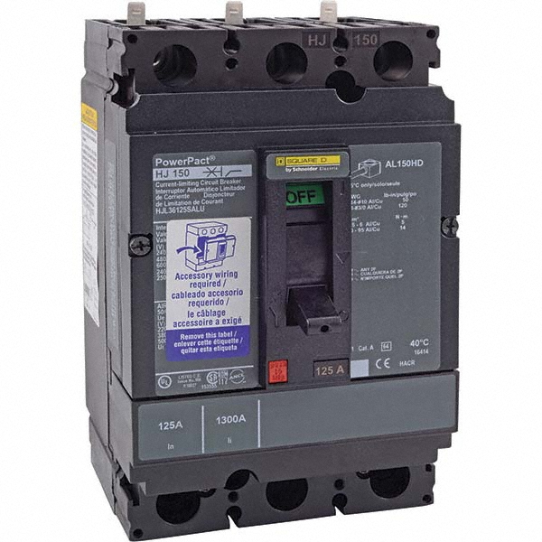 Square D - 125 Amp, 250 VDC, 600 VAC, 3 Pole, Unit Mount Molded Case Circuit Breaker | MSC Direct