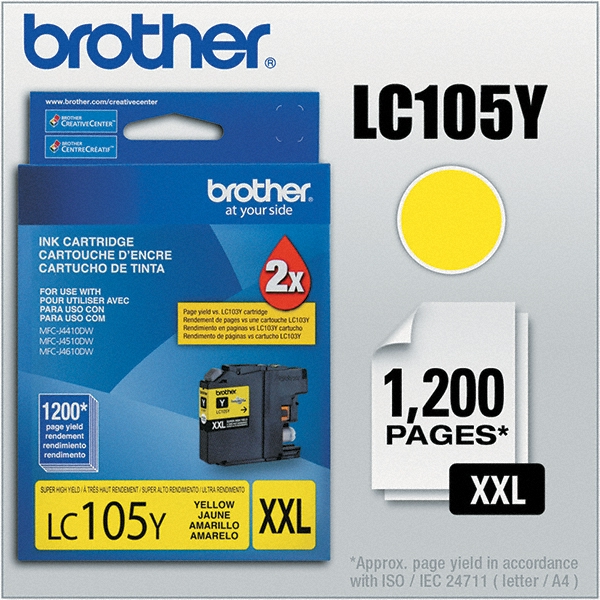 Brother - Office Machine Supplies: Ink Cartridge, Yellow, 1 per Pack ...