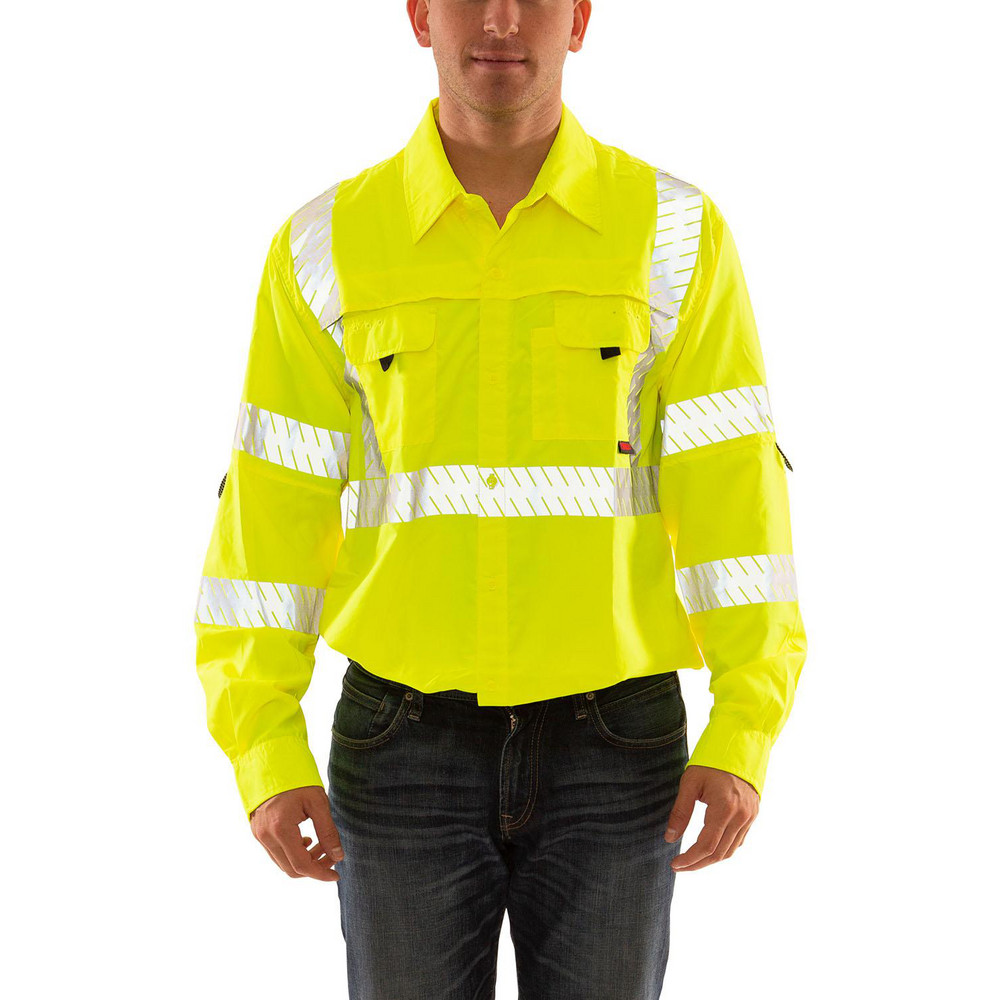 Tingley - Work Shirt: Hi-Visibility, X-Large, Polyester, Fluorescent ...