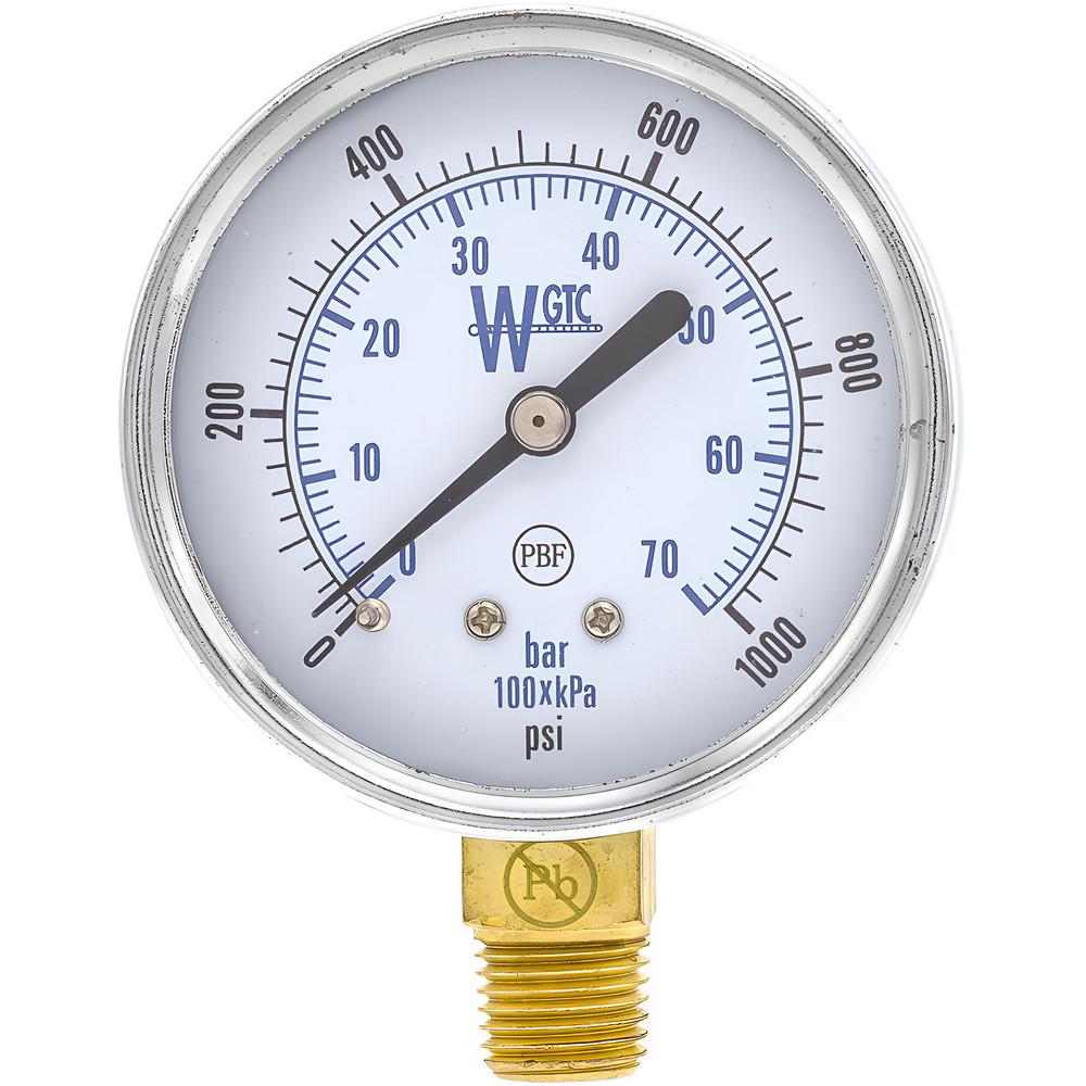 WGTC - Pressure Gauge: 2-1/2" Dial Dia, 0 to 2,036 psi, 1/4" MNPT ...