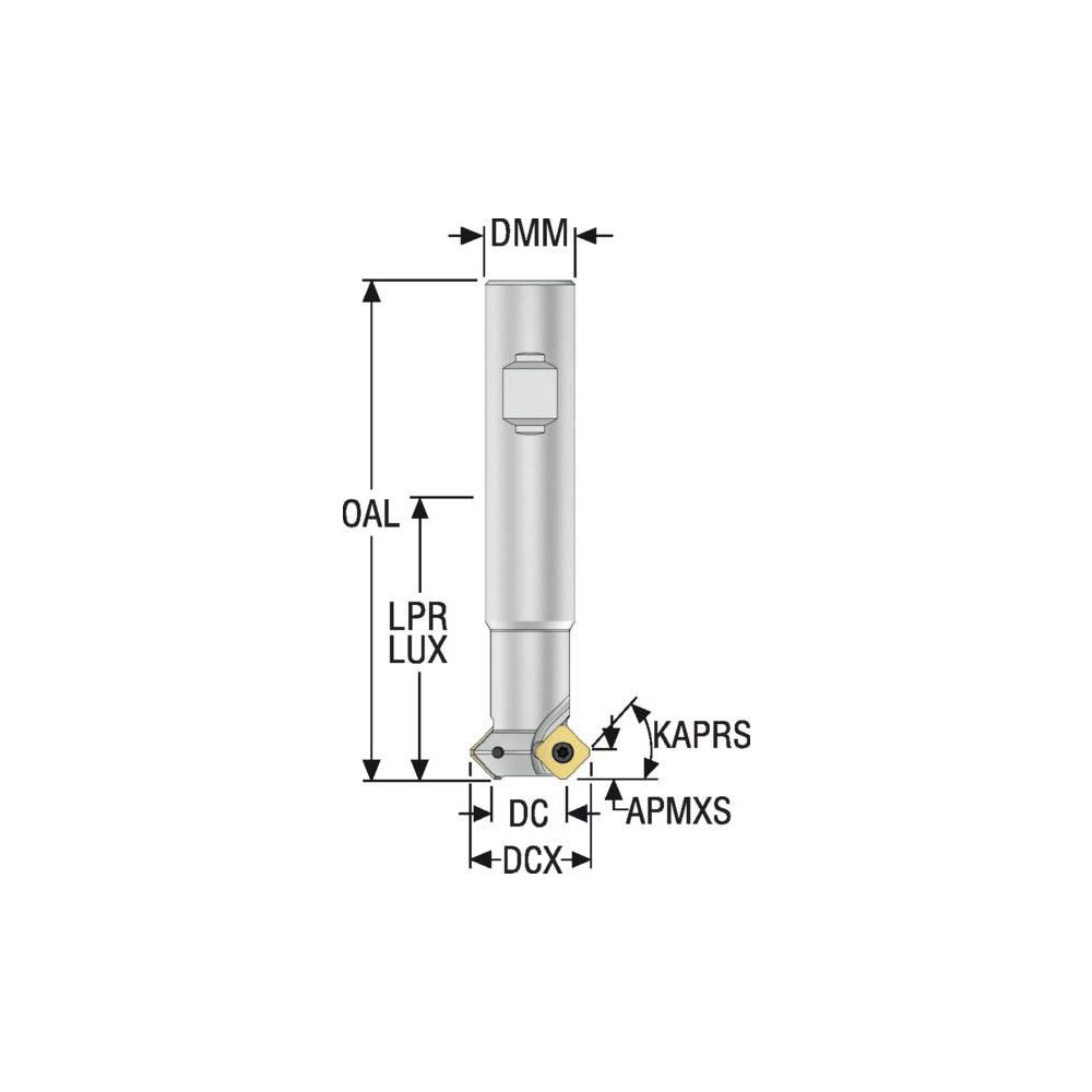 Seco - 45° Lead Angle, 1" to 1.55" Cut Dia, 1" Shank Dia, Indexable ...
