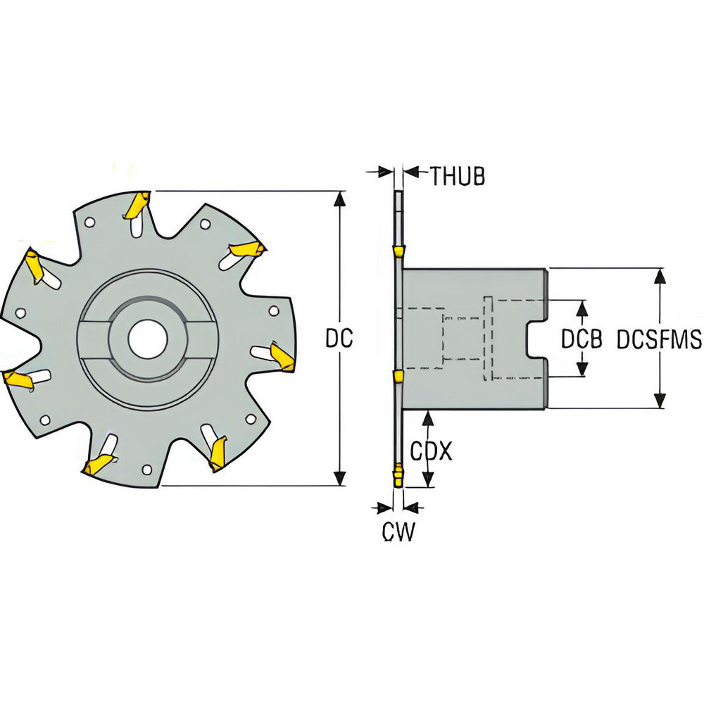 Seco - Indexable Slotting Cutter: 0.1220" Cutting Width, 4.0000" Cutter ...
