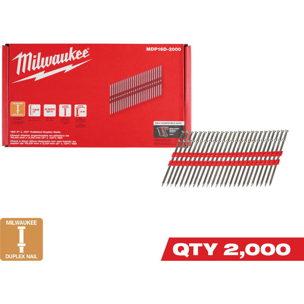 Milwaukee Tool - 3"X.131 16D 2000/PK COLLATED DUPLEX NAIL | MSC Direct