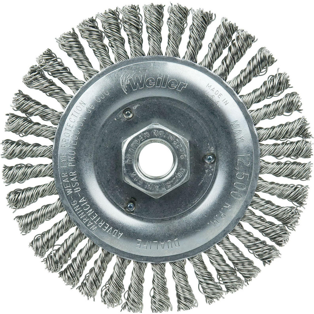 Weiler - Wheel Brush: 5" Wheel Dia, 3/16" Face Width, 0.0200" Wire Dia ...