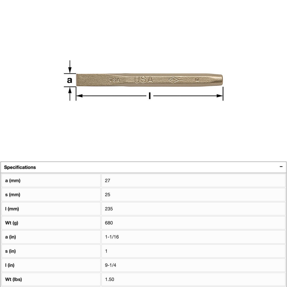 Ampco - Non-Sparking Hand Chisel: | MSC Direct