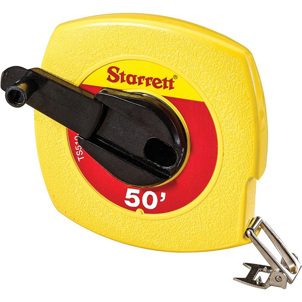 Starrett - Tape Measure: 50' Long, 3/8" Width, Yellow Blade | MSC Direct