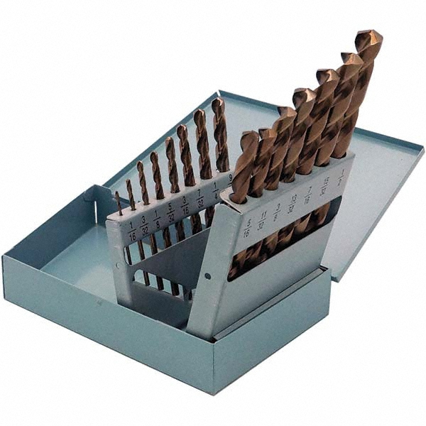 Cle-Force - Drill Bit Set: Jobber Length Drill Bits, 15 Pc, 0.0625" to ...