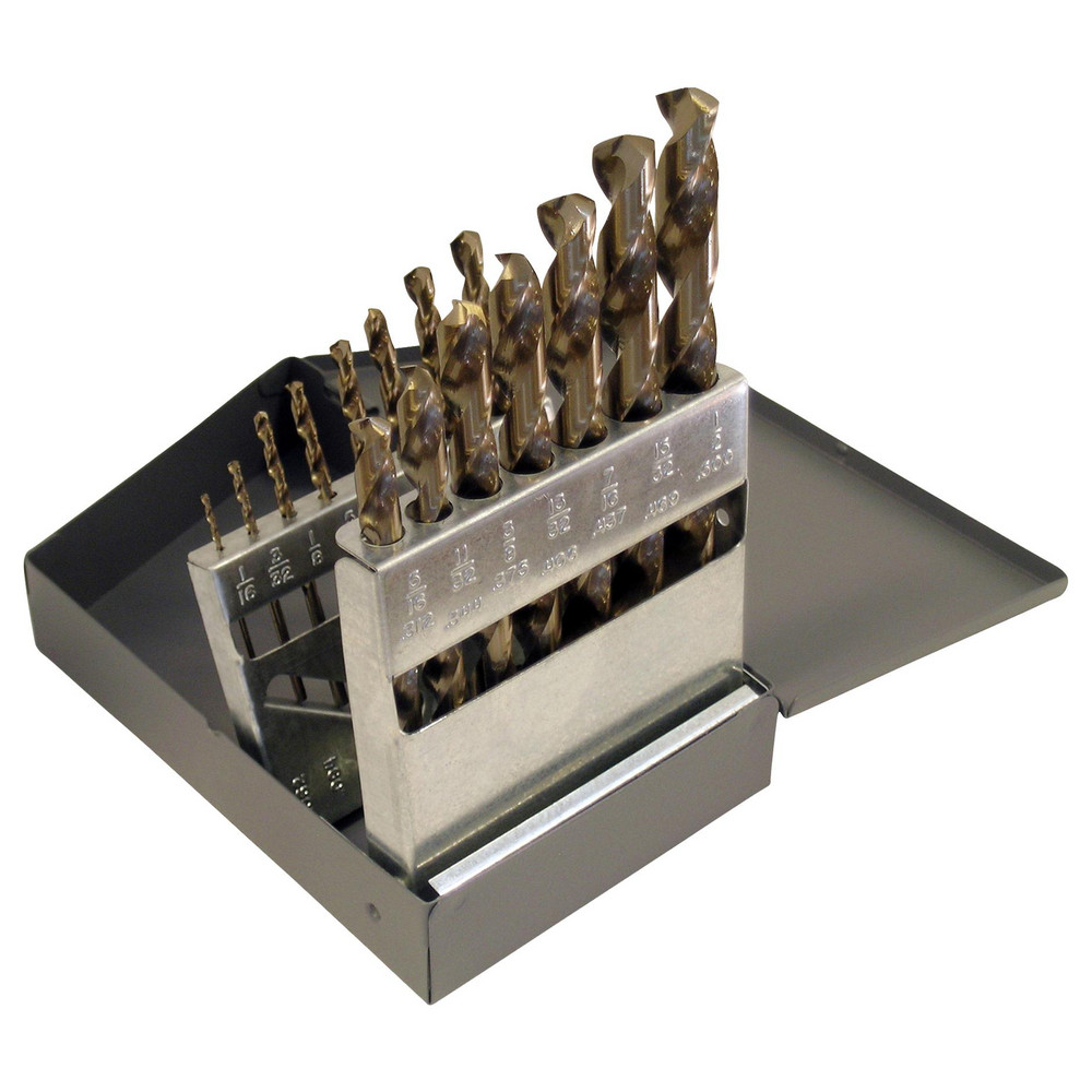 Cle-Line - Drill Bit Set: Jobber Length Drill Bits, 15 Pc, 0.0625" to 0 ...
