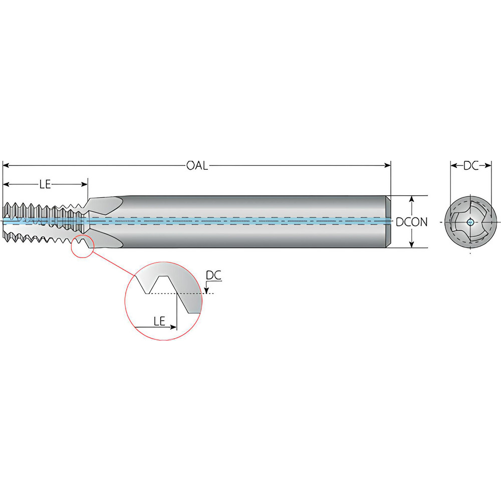 Vargus - Helical Flute Thread Mill: 3/8-16, Internal, 3 Flute, 0.3125 ...