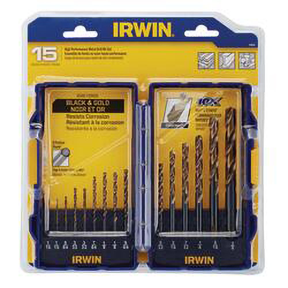 Irwin - Drill Bit Set: Jobber Length Drill Bits, 15 Pc, 0.0625" to 0. ...