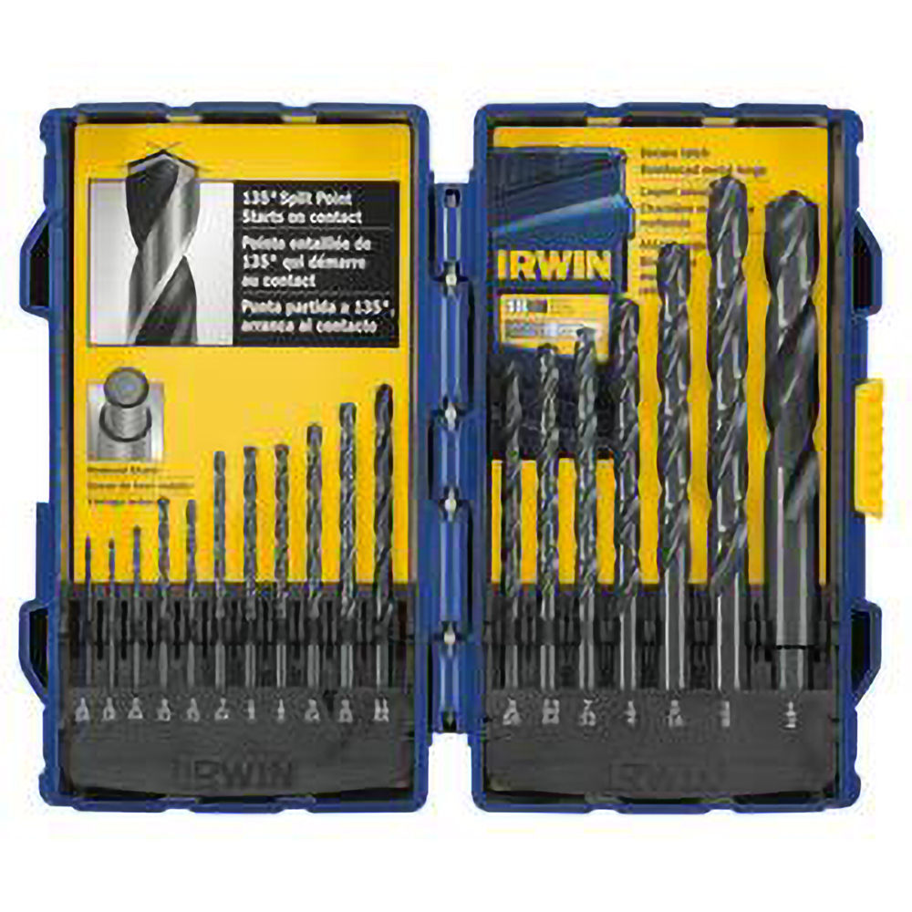 Irwin - Drill Bit Set: Jobber Length Drill Bits, 18 Pc, 0.0625" to 0.5 ...
