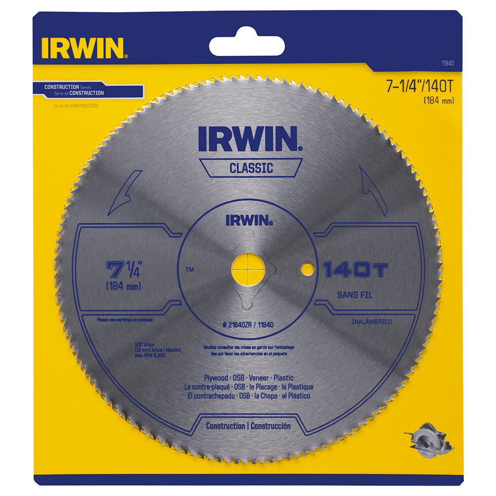 Irwin Blades - Wet & Dry Cut Saw Blade: 7-1/4" Dia, 5/8" Arbor Hole, 0. ...