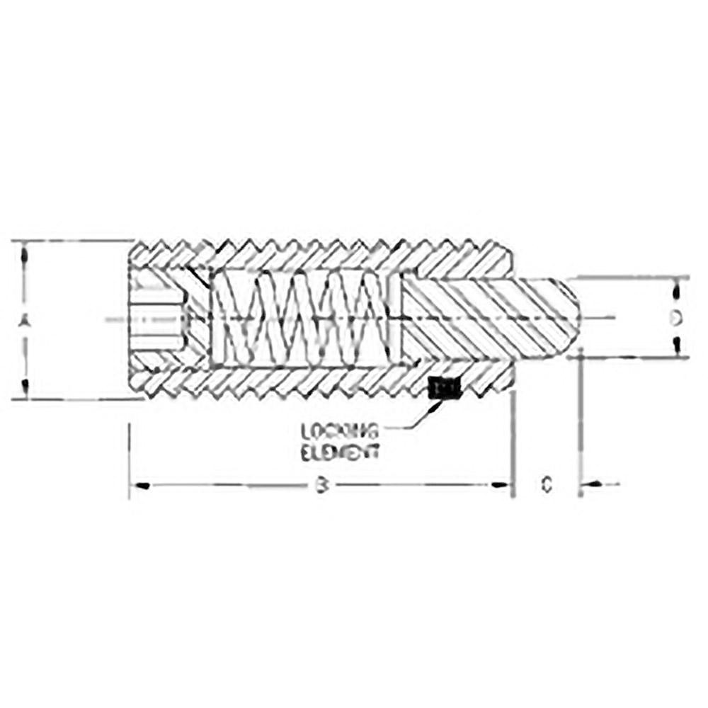 TE-CO - Threaded Spring Plunger: 3/8-16, 1-1/8" Thread Length, 0.186 ...