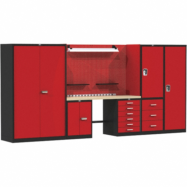 Hallowell - Mixed-Storage Modular Work Bench System: 168" Wide, 24 ...