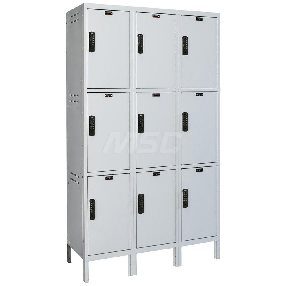 Hallowell - 3-Wide Locker: 45" Wide, 18" Deep, 78" High, Electronic ...