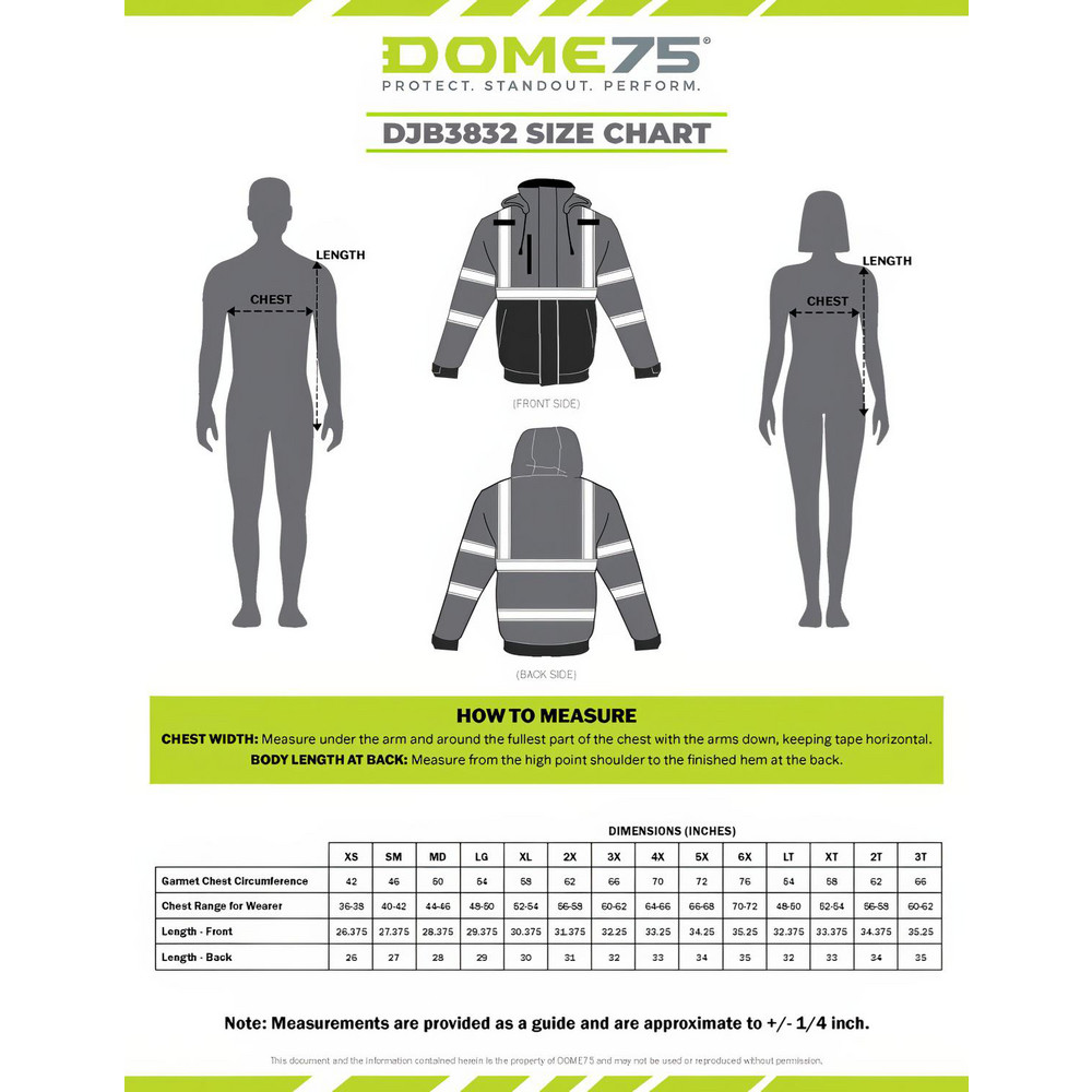 Dome75 - High Visibility & General Purpose Jacket: Size X-Large, 300D ...