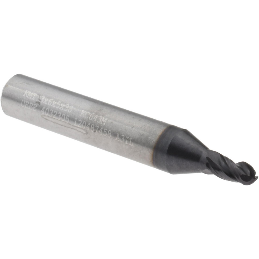 Kennametal - Ball End Mill: 3.00 mm Dia, 5.00 mm LOC, 3 Flute, Solid ...