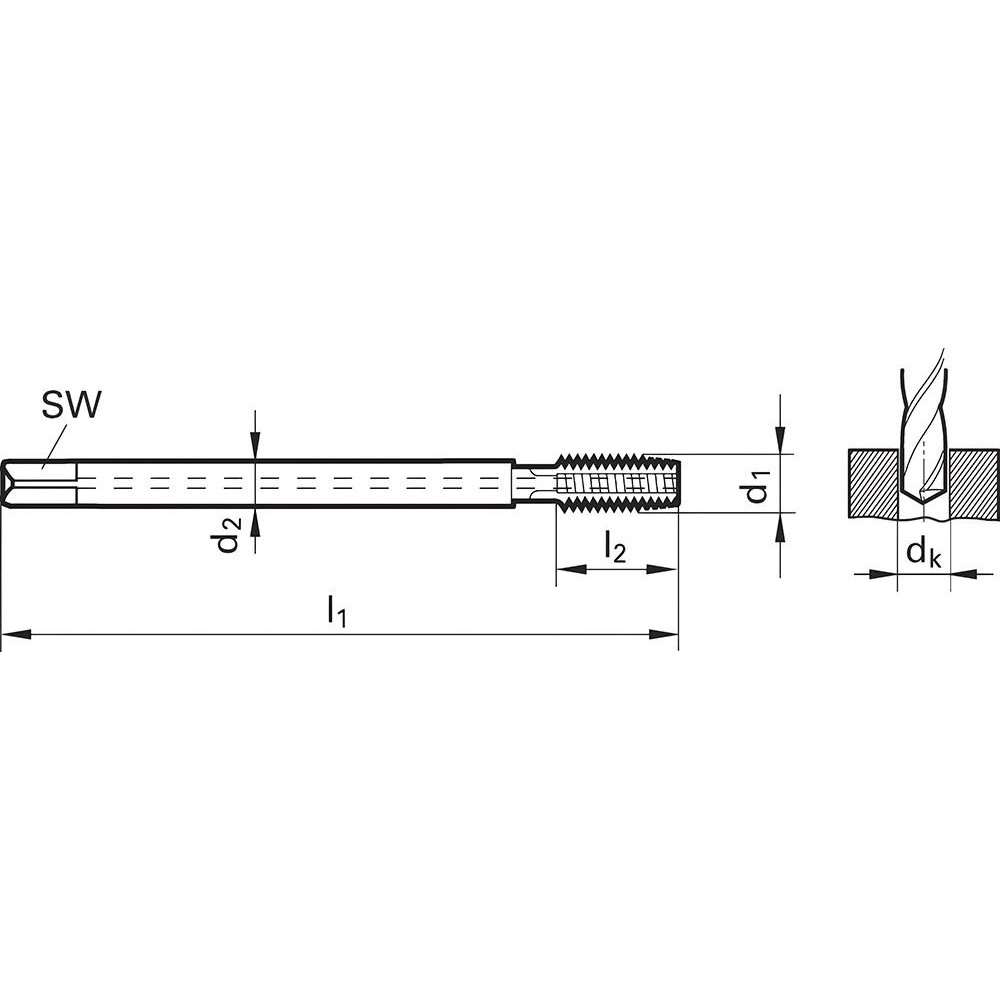Guhring - Spiral Point Tap: M10x1.00 Metric Fine, 4 Flutes, Modified ...