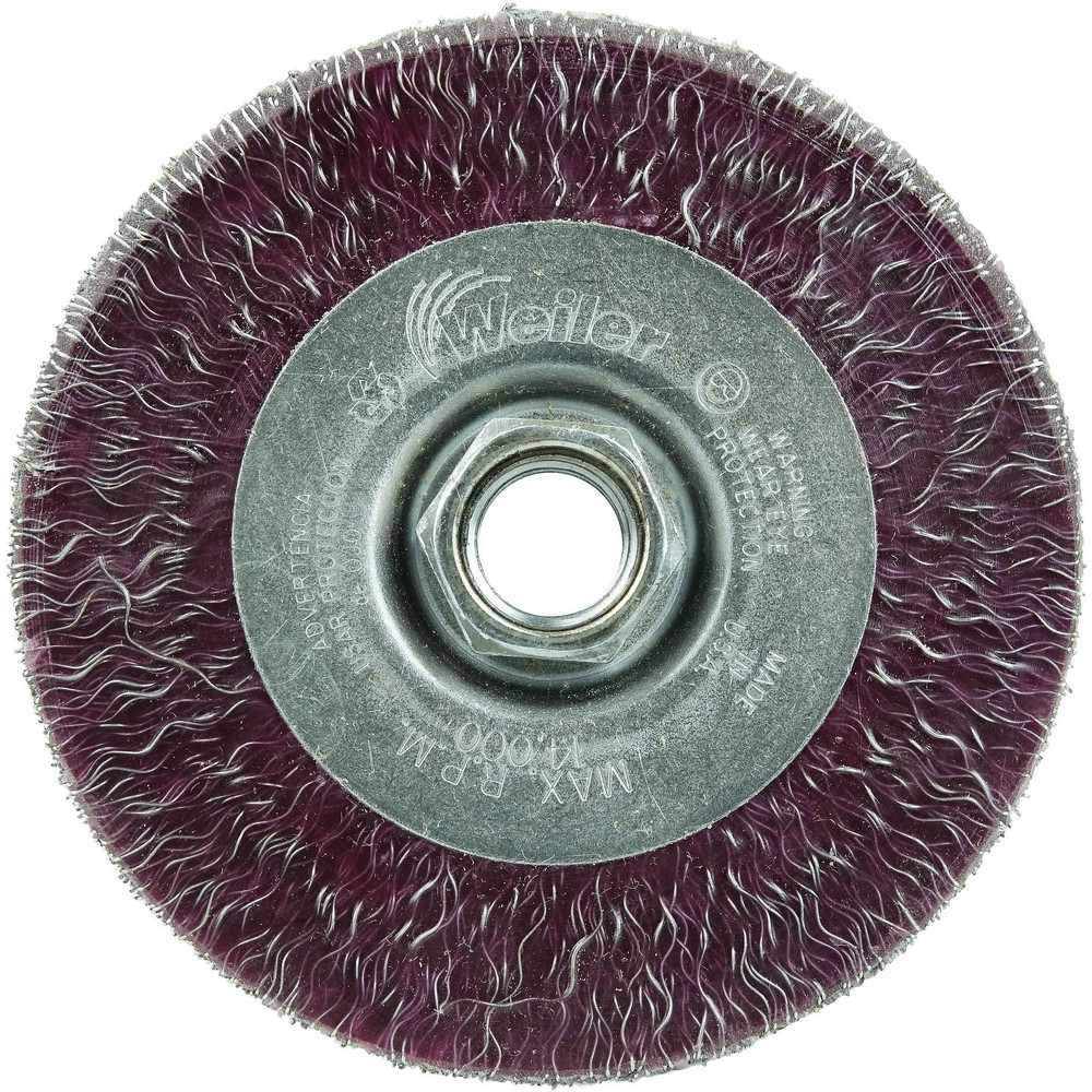 Weiler - Wheel Brush: 4" Wheel Dia, 1/2" Face Width, 0.0140" Wire Dia ...