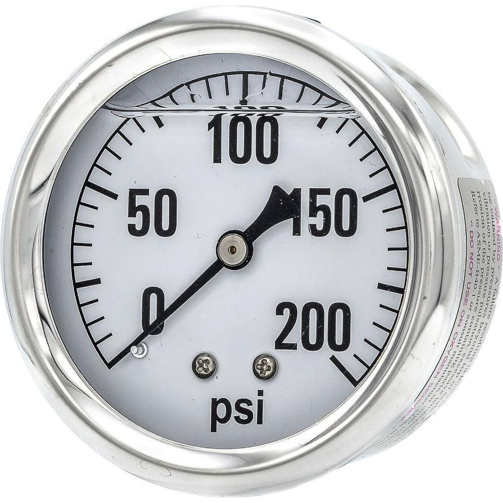 PIC Gauges - Pressure Gauge: 2-1/2" Dial Dia, 0 to 200 psi, 1/4" MNPT, Center Back Mount | MSC ...