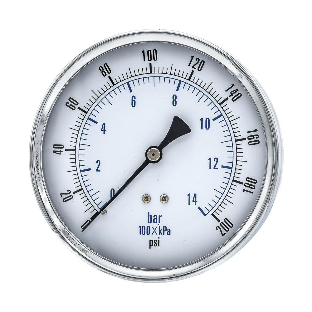 PIC Gauges - Pressure Gauge: 4-1/2" Dial Dia, 0 to 200 psi, 1/4" MNPT, Center Back Mount | MSC ...