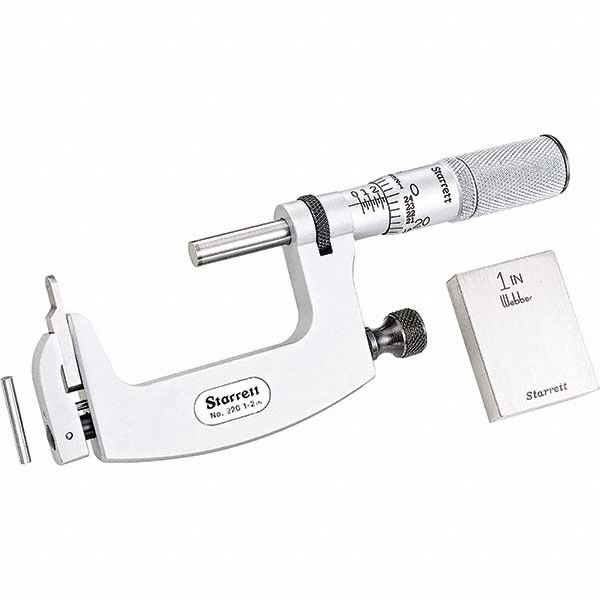 Starrett - 1 to 2 Inch Range, Carbide Face, Satin Chrome Coated ...