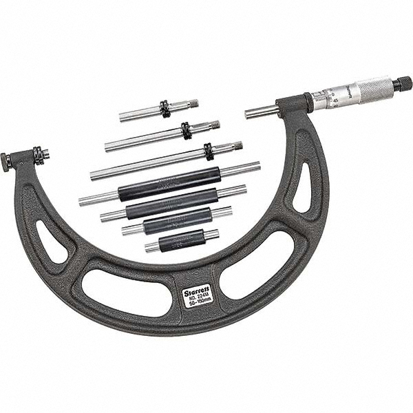Starrett - Mechanical Interchangeable Anvil Micrometer: 50 to 150 mm ...